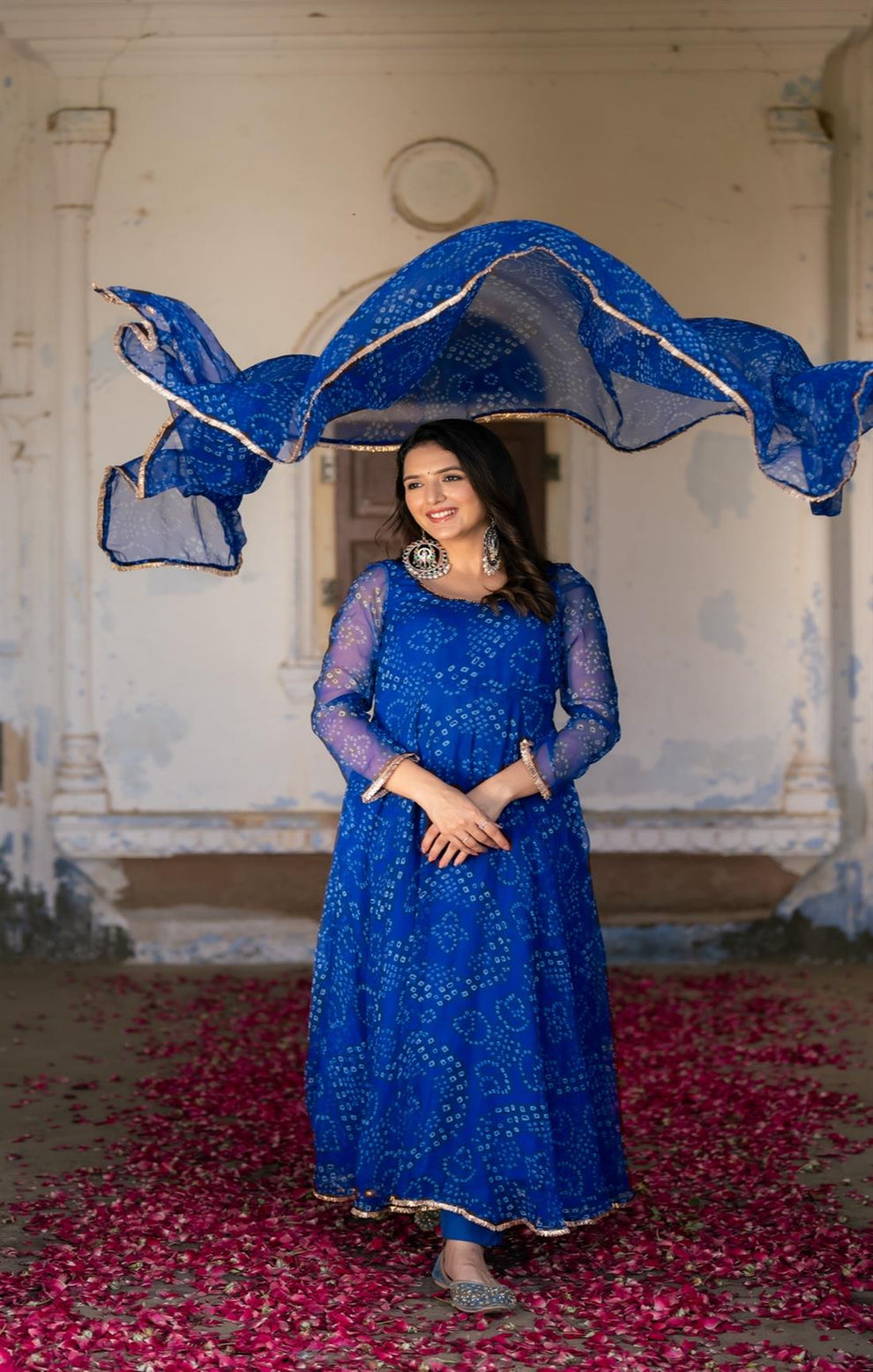 Aarzoo Blue Bandhani Suit Set – Tashi Jaipur